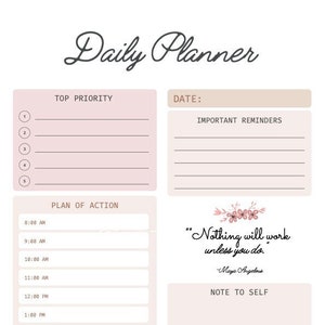 Pink Daily to Do List Printable, Instant Download, Minimalist Daily ...