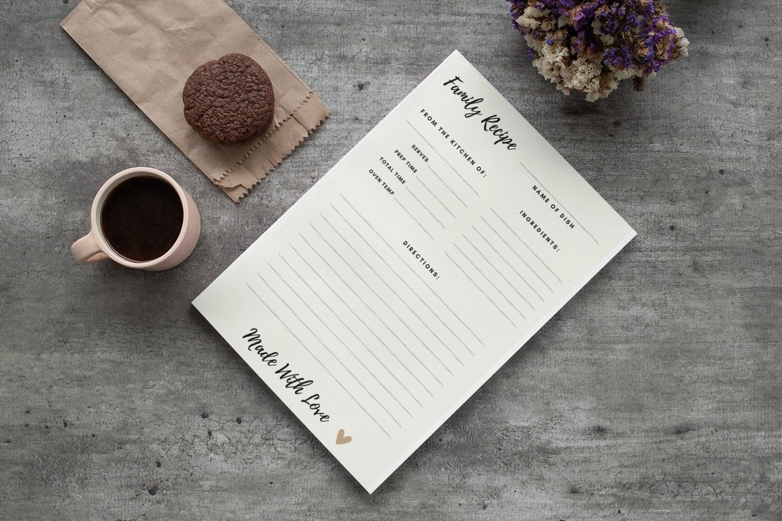 Family Recipe Template, Printable Recipe Template, Recipe Page, Digital ...