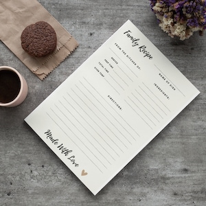 Family Recipe Template, Printable Recipe Template, Recipe Page, Digital ...