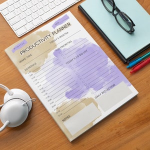 Purple & Gold Daily Productivity Planner Sheet Fillable PDF ...