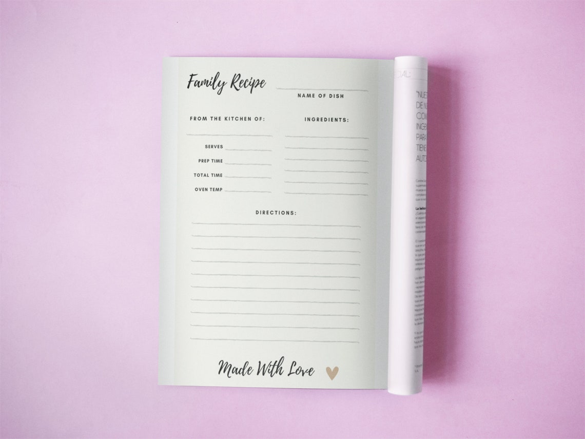 Family Recipe Template, Printable Recipe Template, Recipe Page, Digital ...