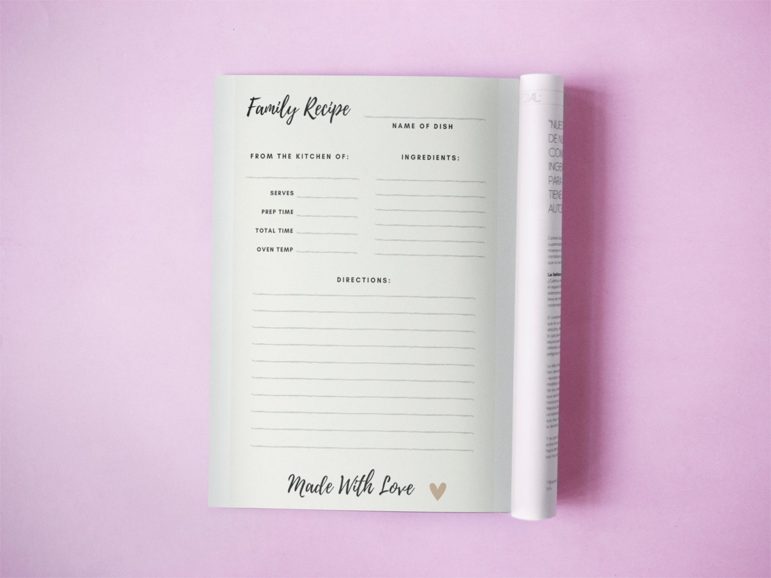 Family Recipe Template, Printable Recipe Template, Recipe Page, Digital ...