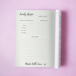 Family Recipe Template, Printable Recipe Template, Recipe Page, Digital ...