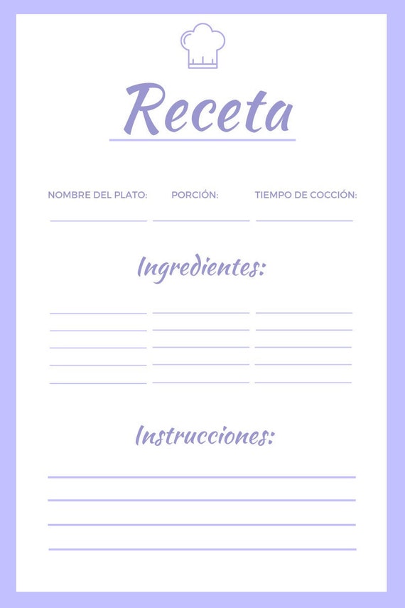 Blank Menu Template Spanish