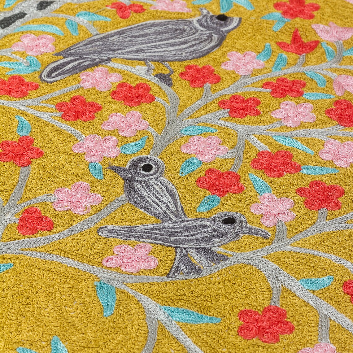 The Gilded Tree of Life Hand Embroidered Silk Floor Wall Rug | Etsy