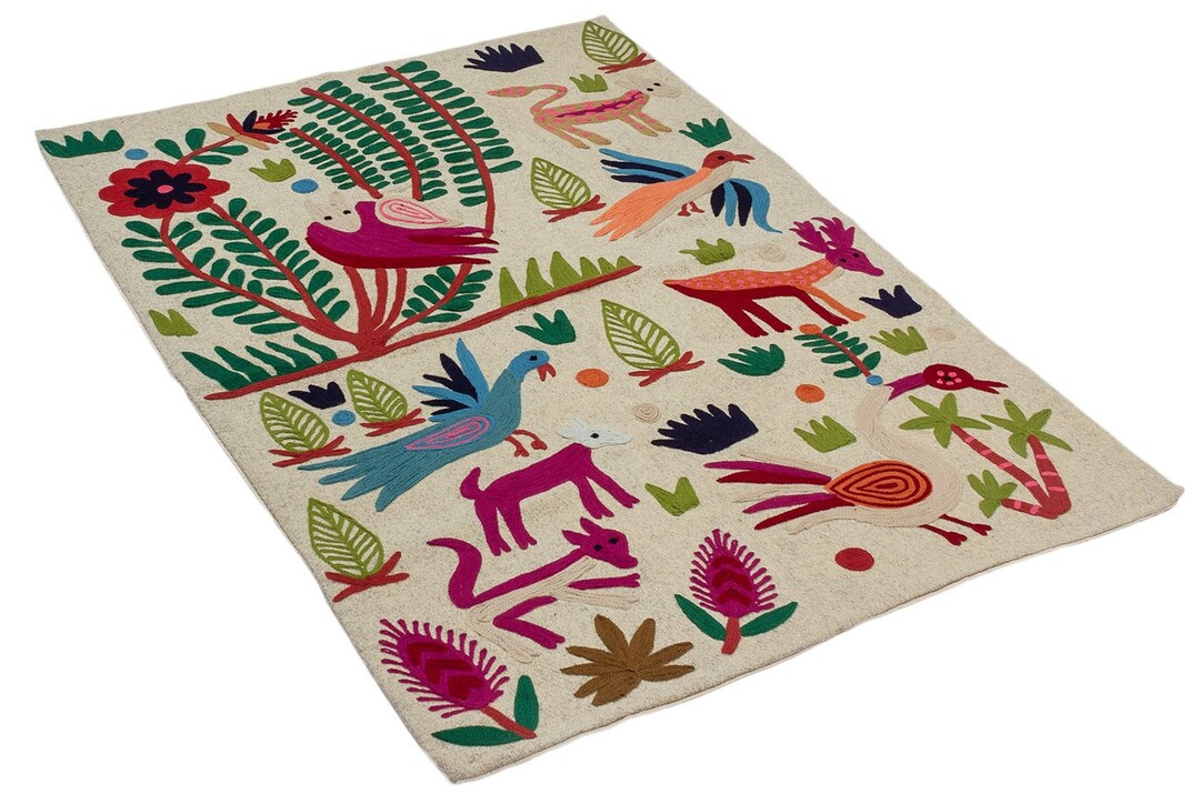 The Wilderness Hand Embroidered Wool Floor Wall Rug Tapestry-handmade ...