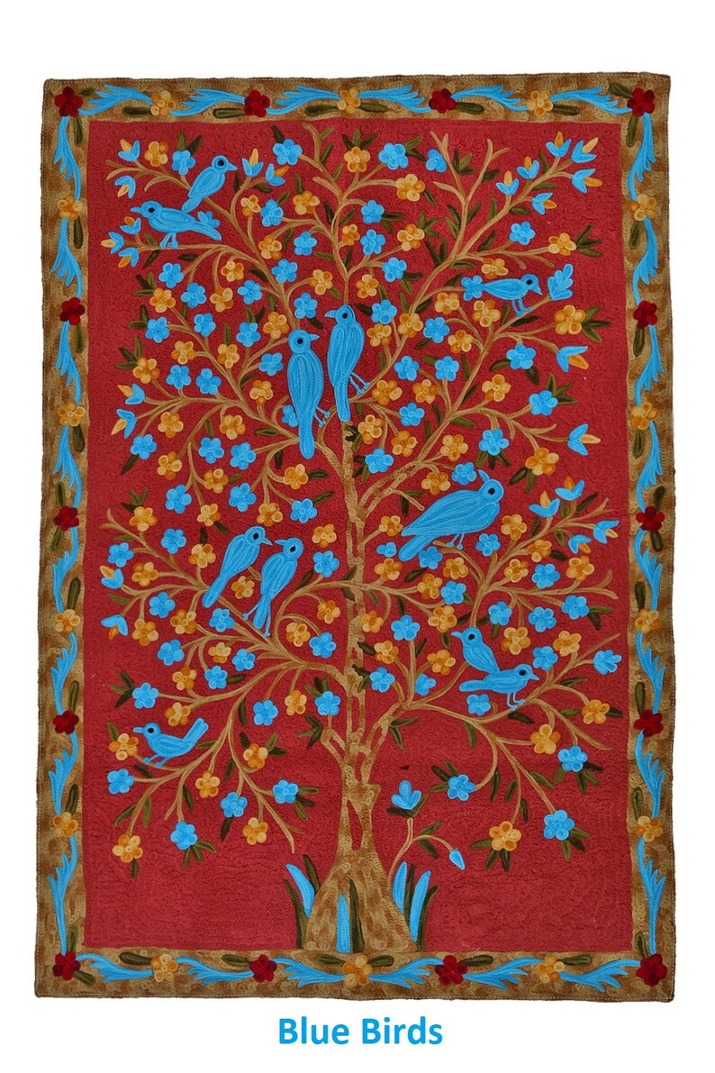 The Tree of Life Hand Embroidered Wool Floor Wall Rug - Etsy