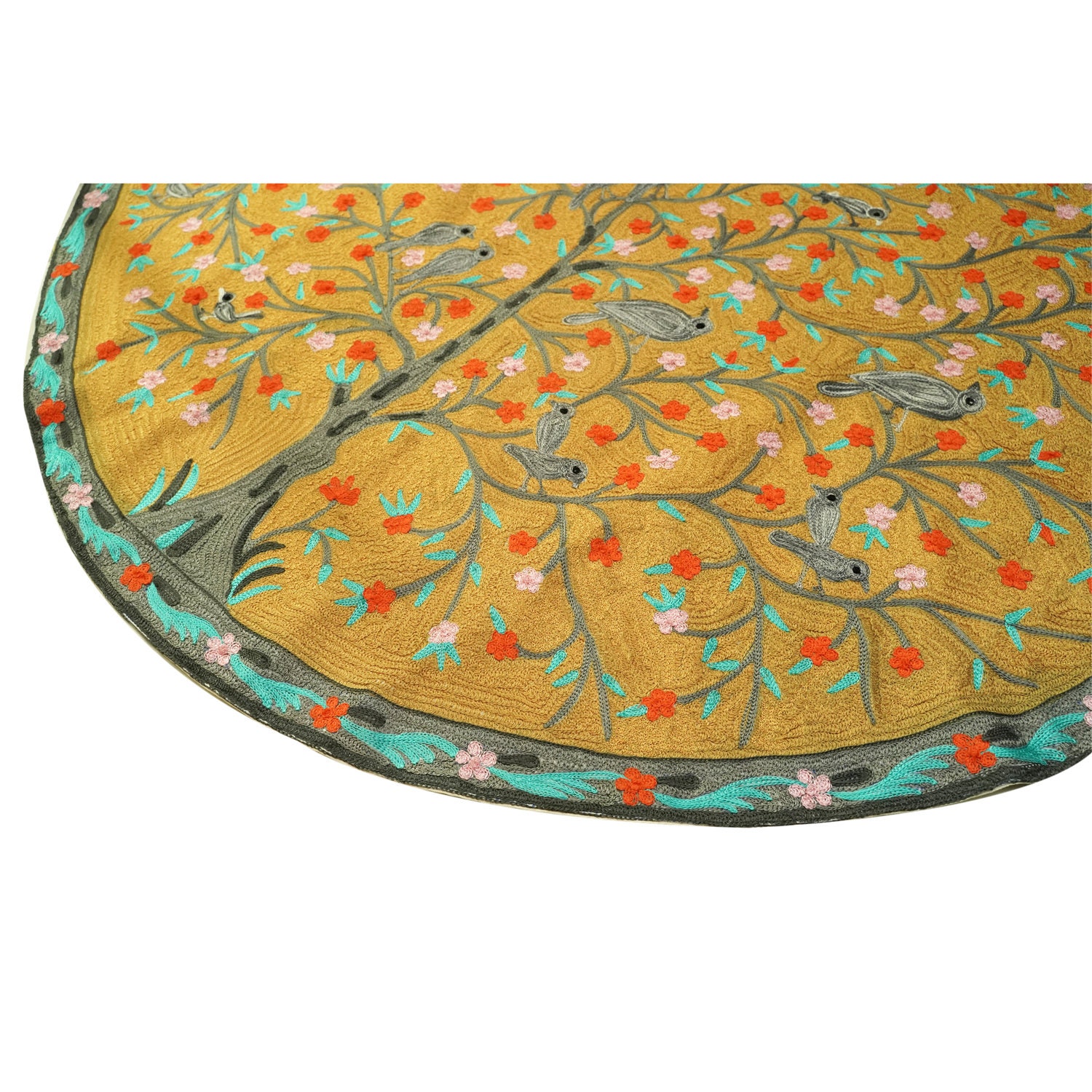 The Gilded Tree of Life Hand Embroidered Silk Floor Wall Rug | Etsy