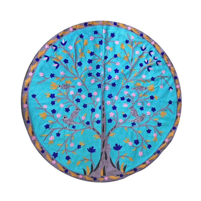 The Gilded Tree of Life Hand Embroidered Silk Floor Wall Rug | Etsy