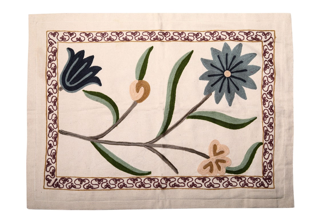 The Calmness Hand-Embroidered Chain Stitch Custom Size | Etsy