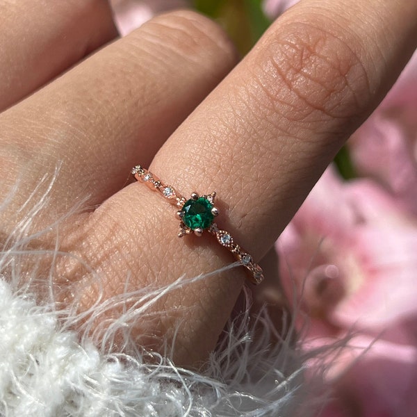 Emerald Stacking Ring - Etsy
