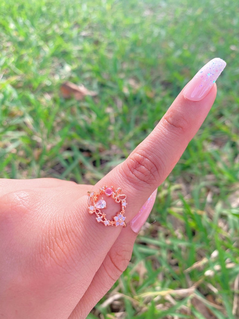 Floral Adjustable Stacking Rings Thin Dainty Rings promise | Etsy