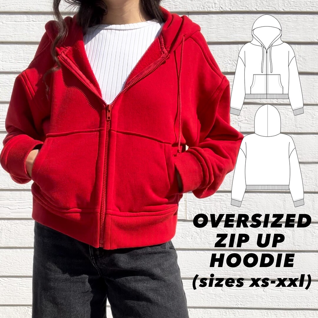 Oversized Zip up Hoodie Sewing Pattern (XS-XXL) (digital Download) - Etsy
