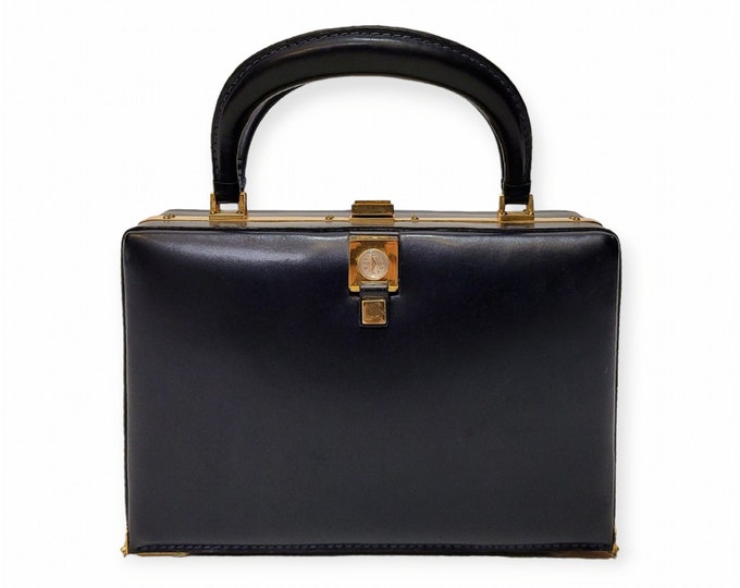 FERNANDE DESGRANGES Vintage 1960s Clock Navy Handbag - Etsy
