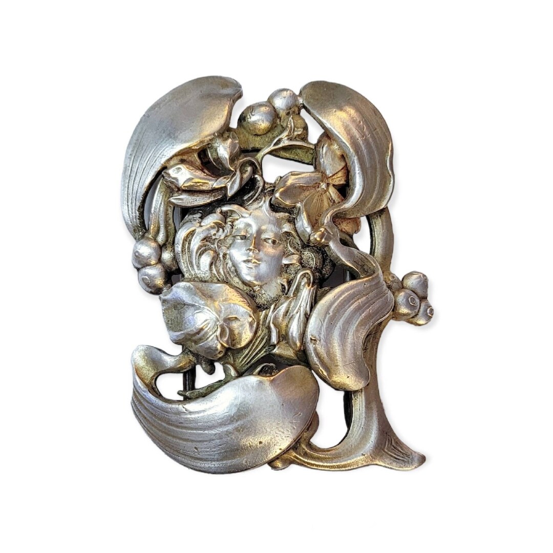 ART NOUVEAU Mistletoe Silver-toned Metal Belt Buckle - Etsy