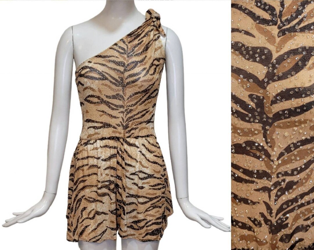 JOCELYN Vintage 1970s Glitter Leopard Playsuit - Etsy