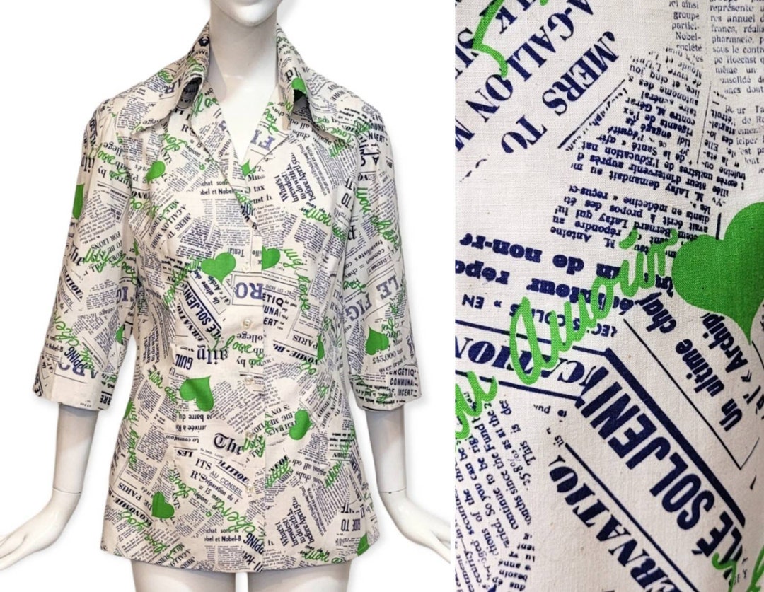 VINTAGE 1970s Newspaper Novelty Shirt Unworn Deadstock - Etsy