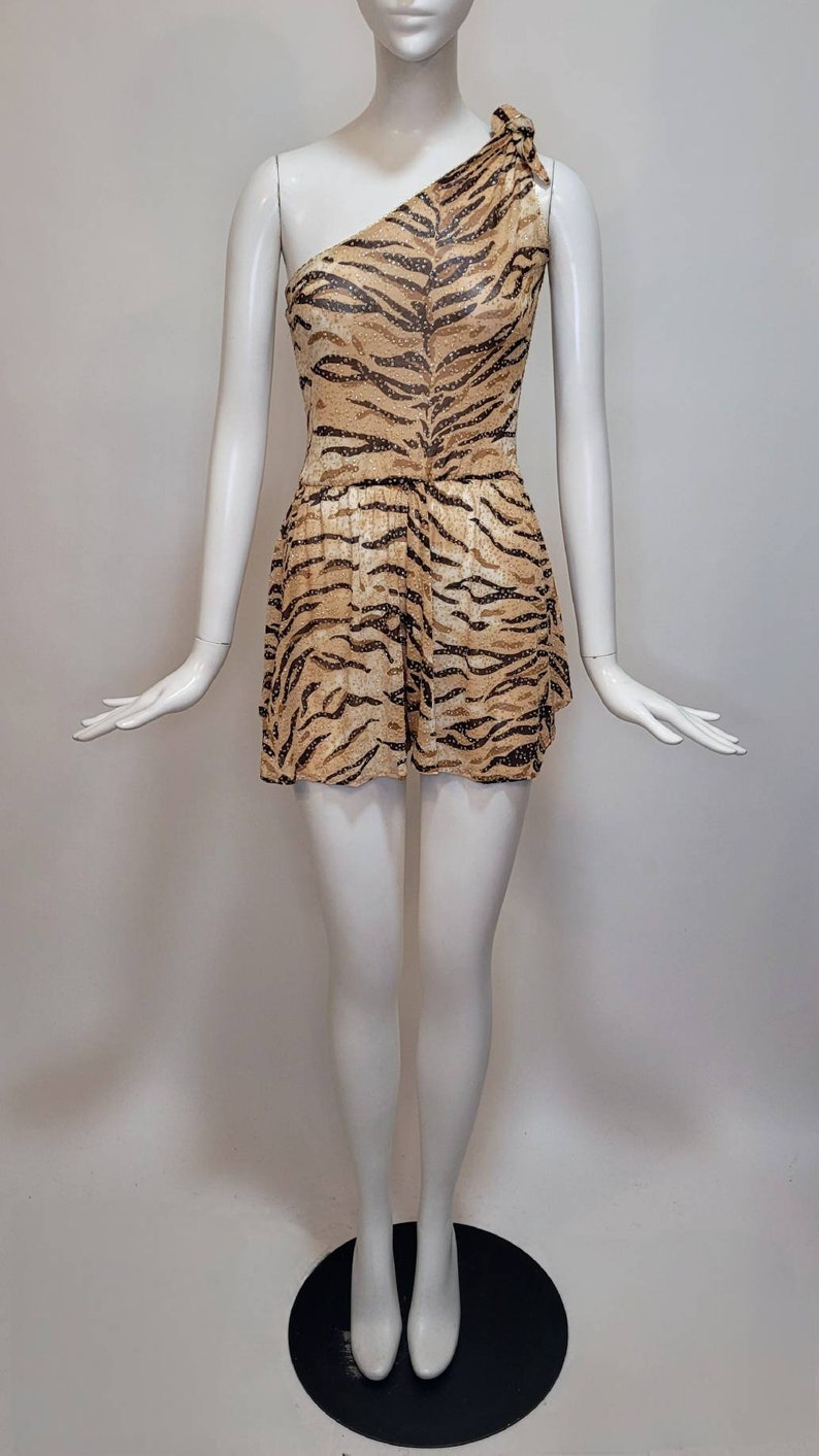 JOCELYN Vintage 1970s Glitter Leopard Playsuit - Etsy