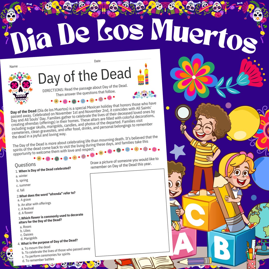 Day of the Dead (día De Los Muertos) Worksheet | Reading Comprehension ...