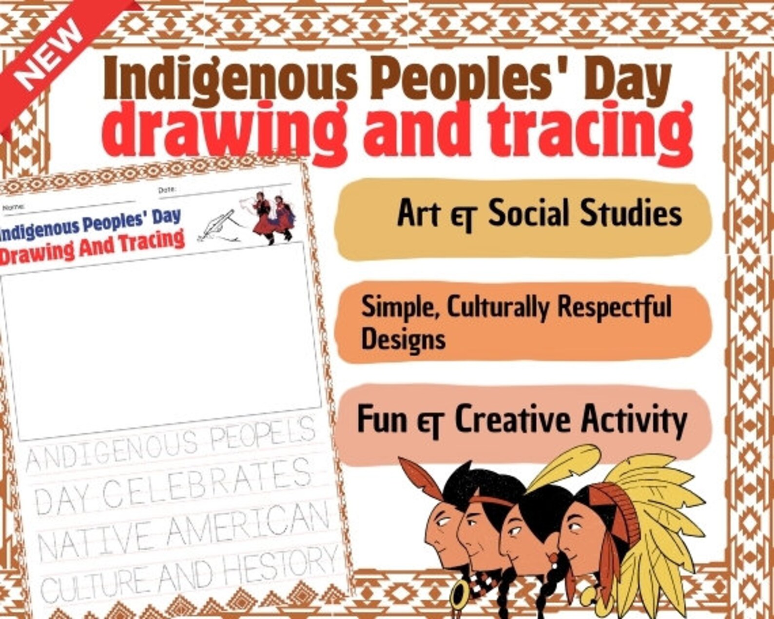 Indigenous Peoples' Day Drawing & Tracing Worksheet | Art and Culture ...