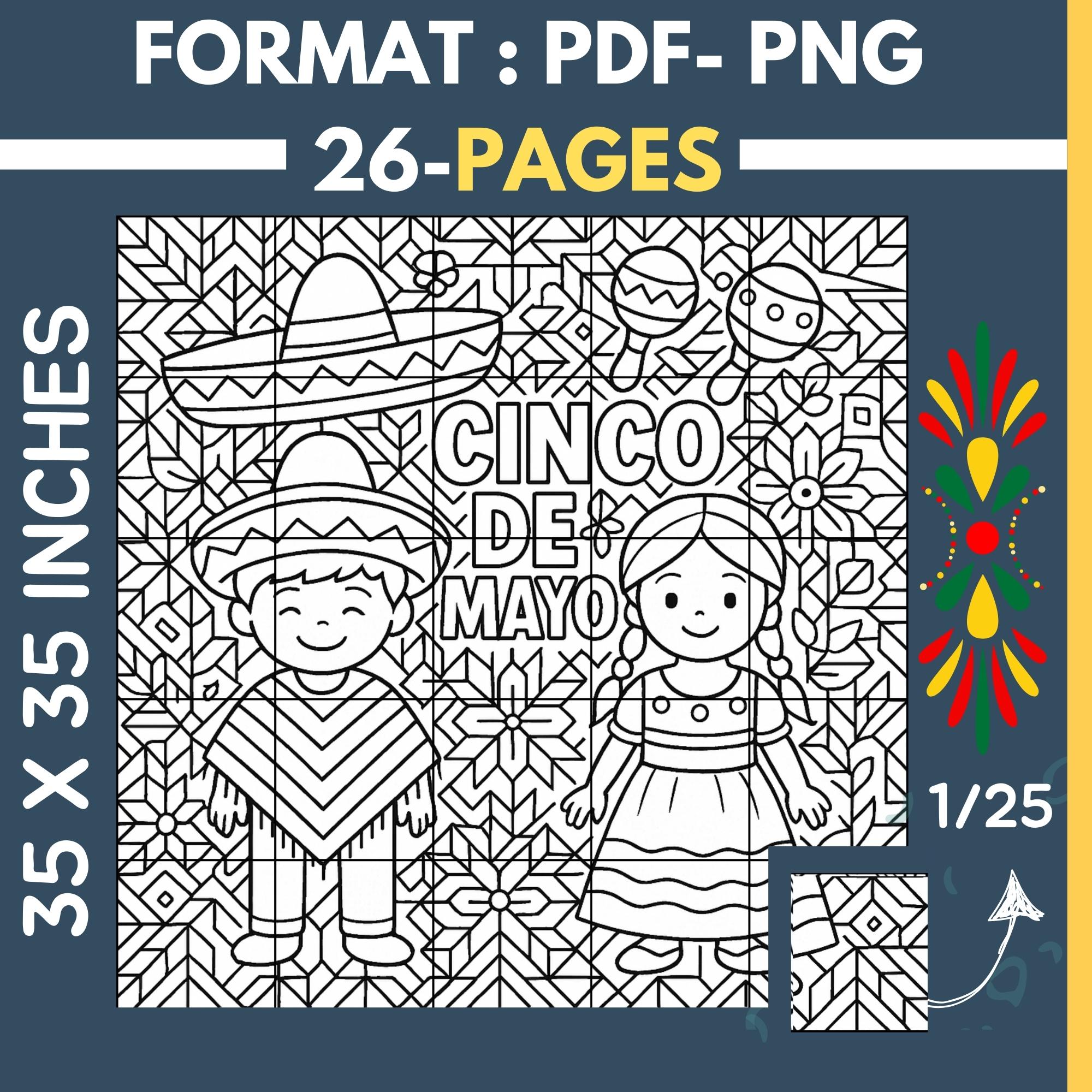 Cinco De Mayo Collaborative Coloring Poster | Mexican Culture Activity ...
