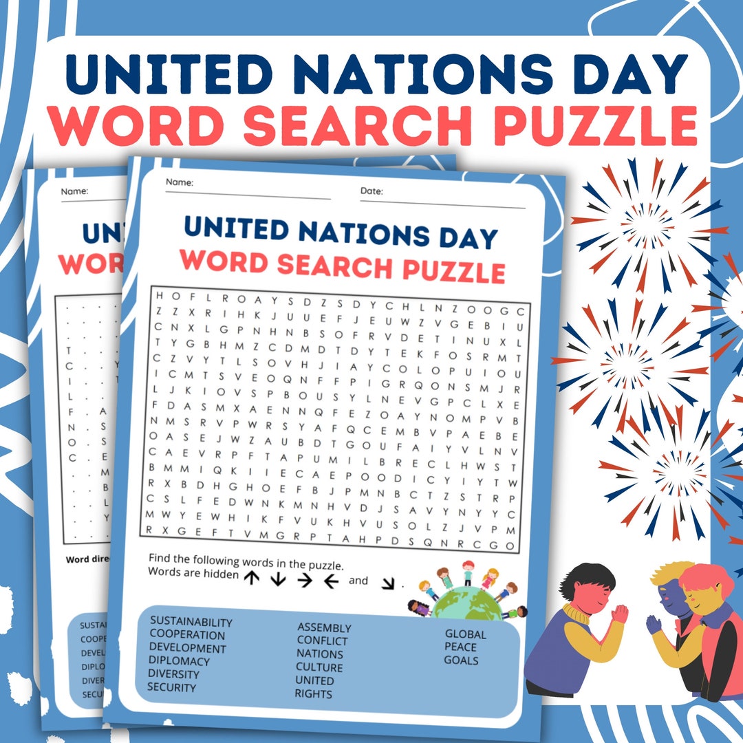 United Nations Day Word Search | Fun & Educational Activity - Etsy