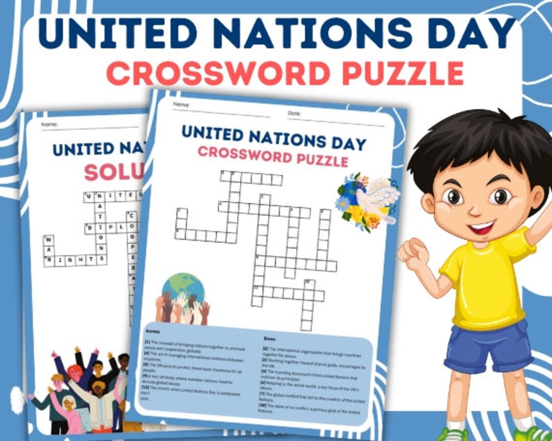 United Nations Day Crossword Puzzle | Vocabulary & History Activity - Etsy