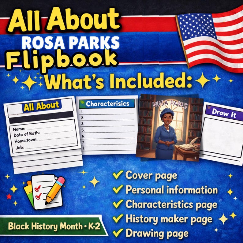 All About Rosa Parks Flipbook | Black History Month - Etsy