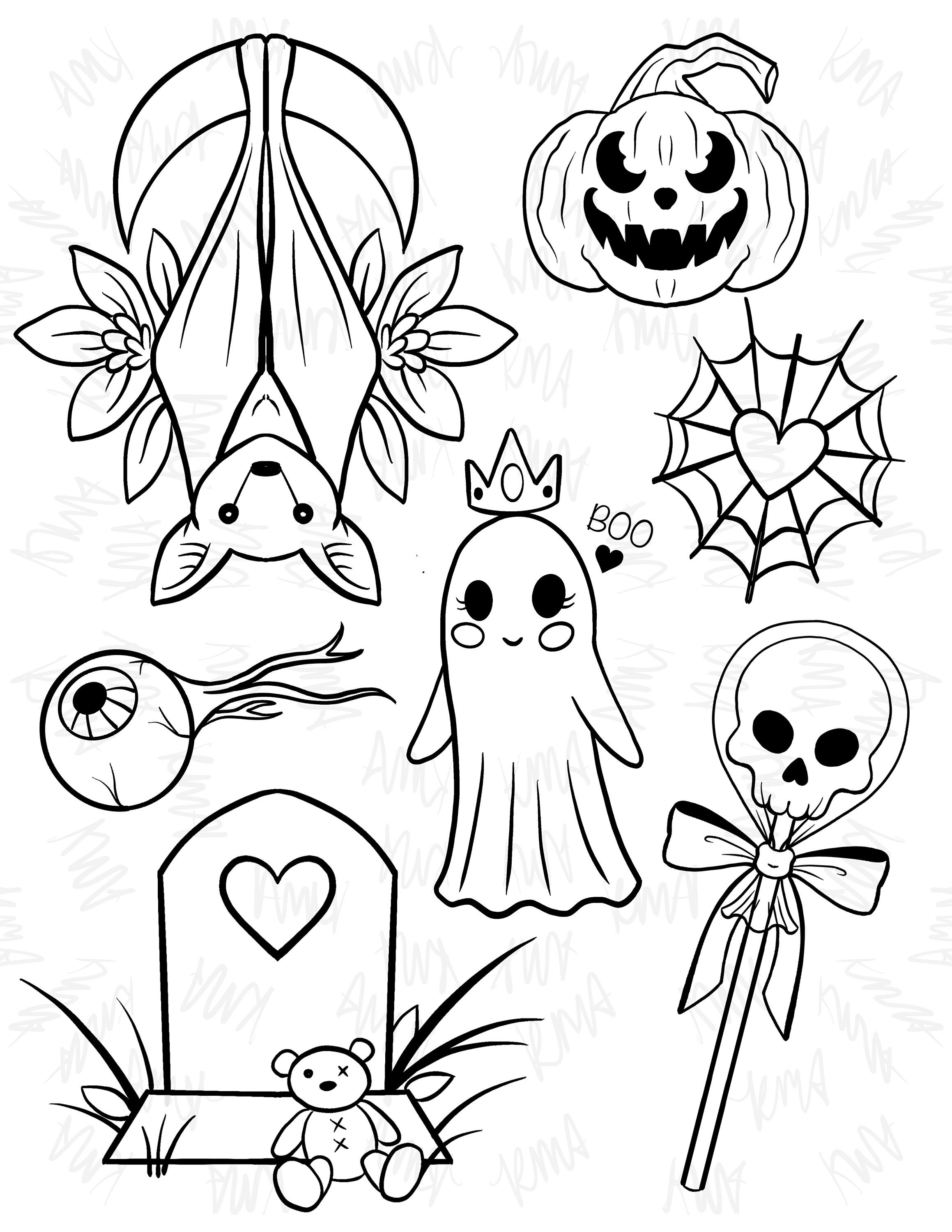 Tattoo Practice Flash Sheet Halloween Flash Art Download Tattoo Stencil ...