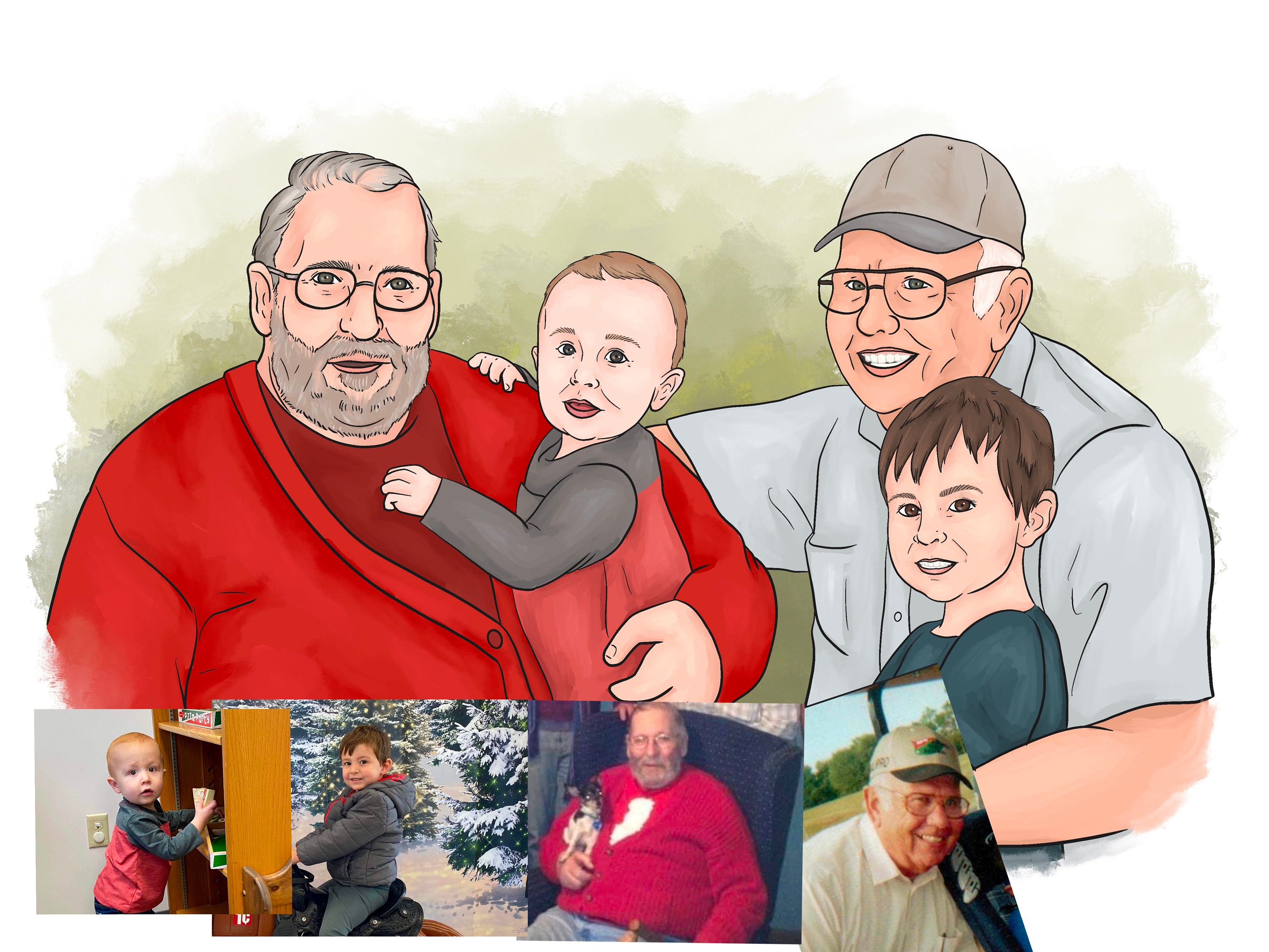 Portrait Drawings Custom Family Portrait Memorial Art Combine - Etsy