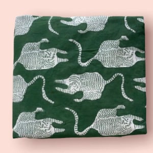 Tibetan Tiger Hand Printed Handloomed Linen Running Fabric for Home ...