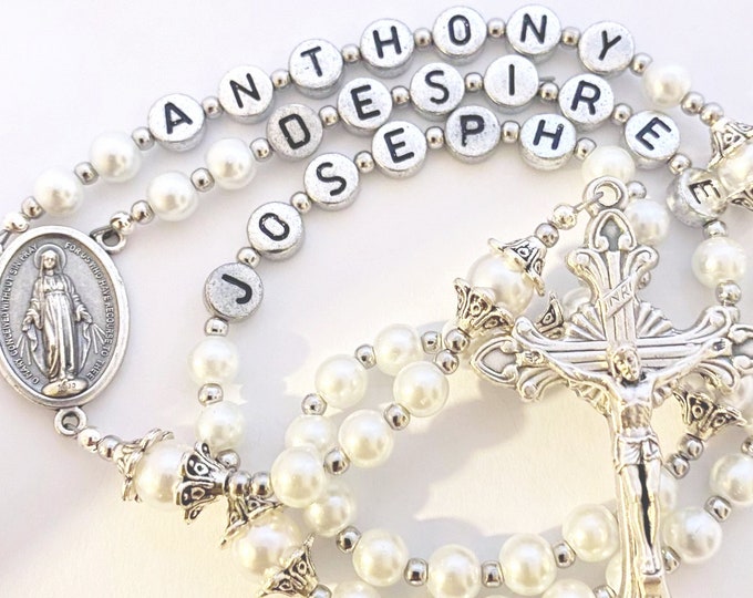 Personalized Rosary | Custom Rosary | Baptism Rosary | First Communion ...