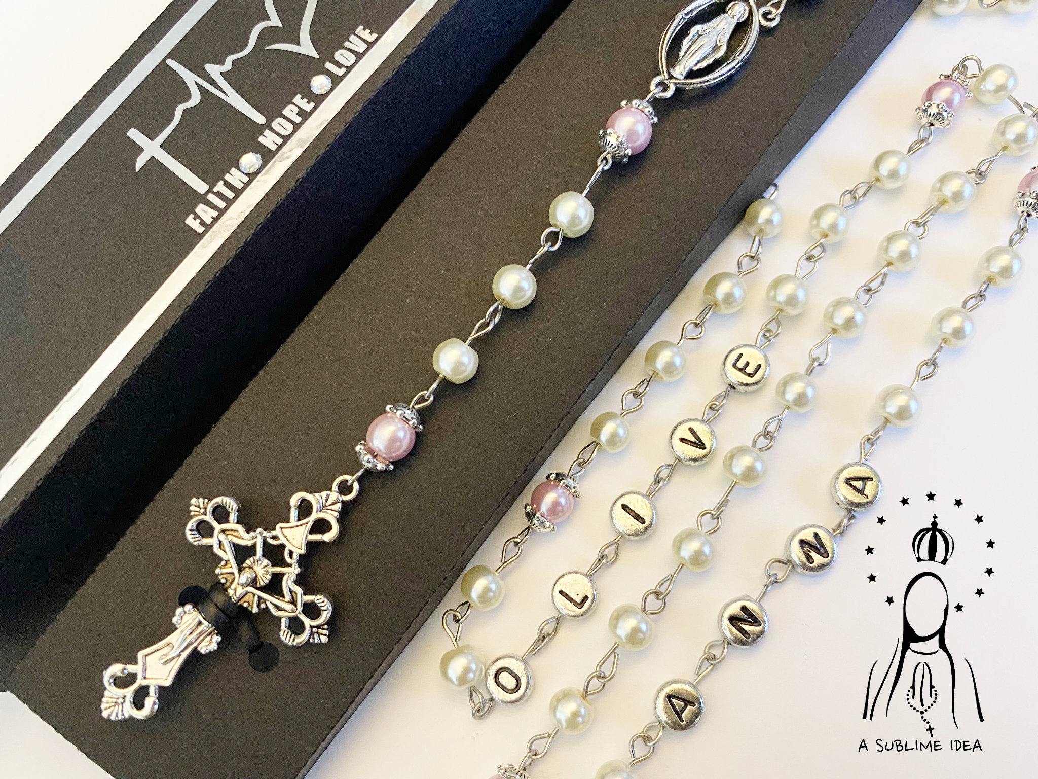 Personalized Rosary With Names , Handmade Rosary , Pearl Rosary ...