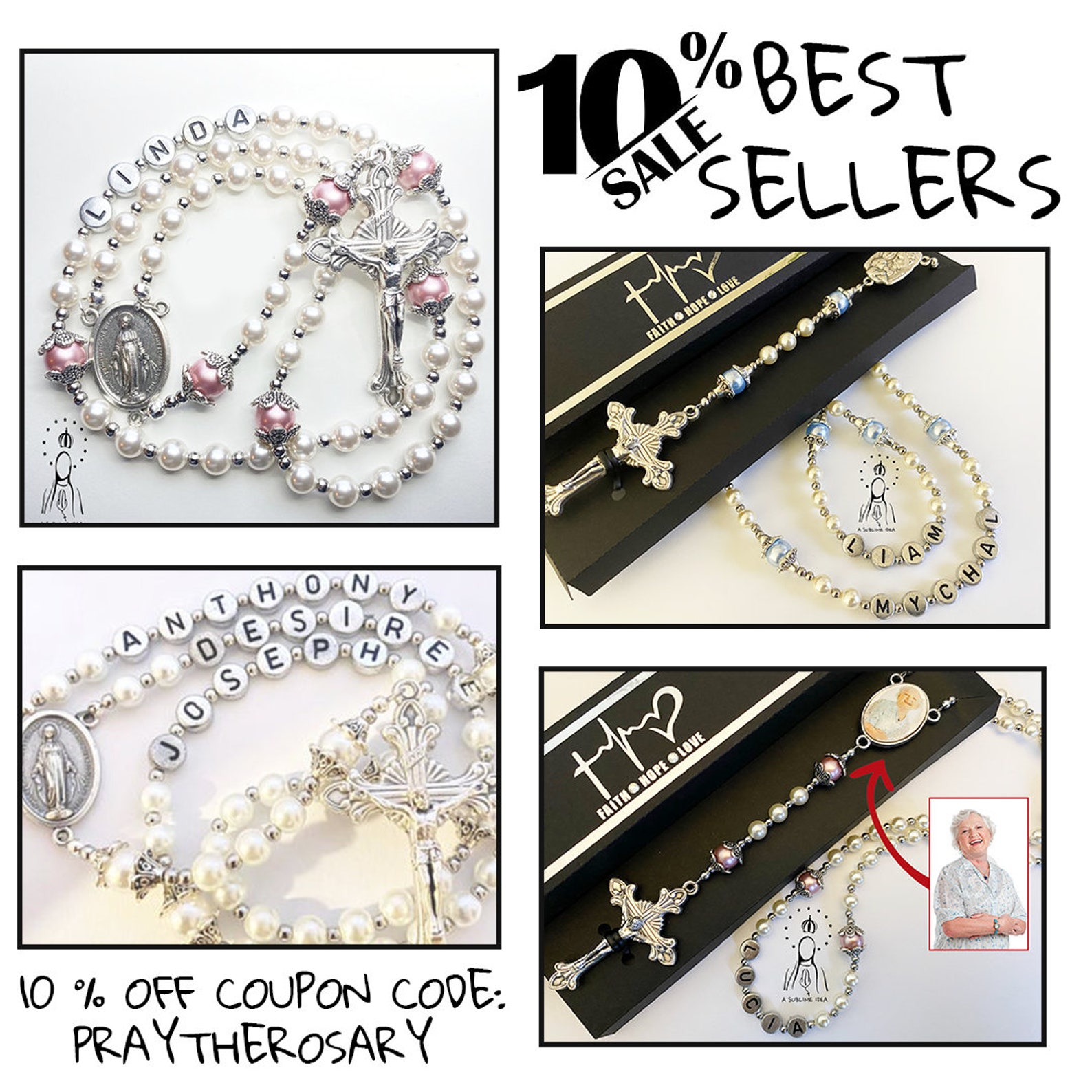 Personalized Rosary Custom Rosary Baptism Rosary First Communion Rosary ...