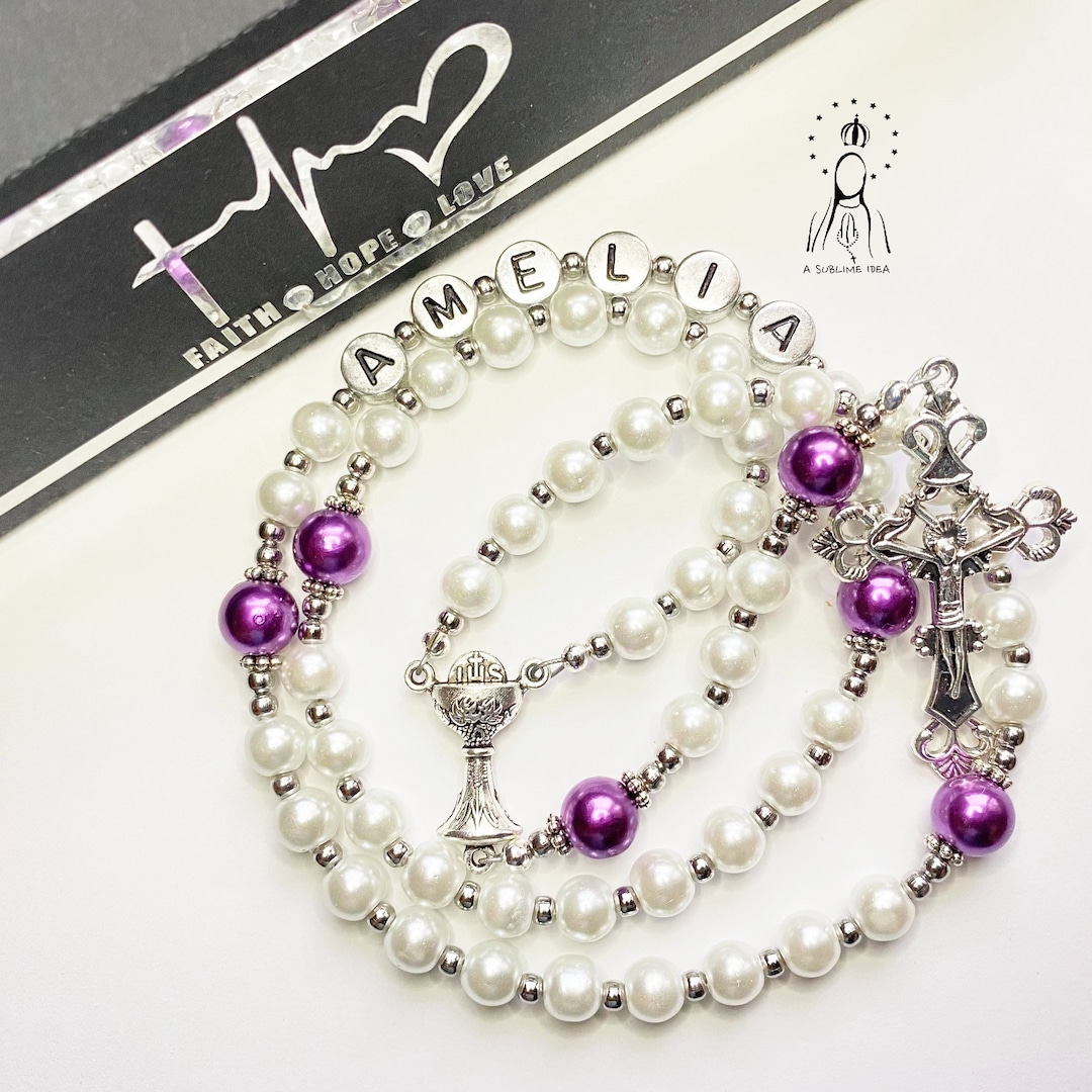 Personalized Rosary | Custom Rosary | Baptism Rosary | First Communion ...