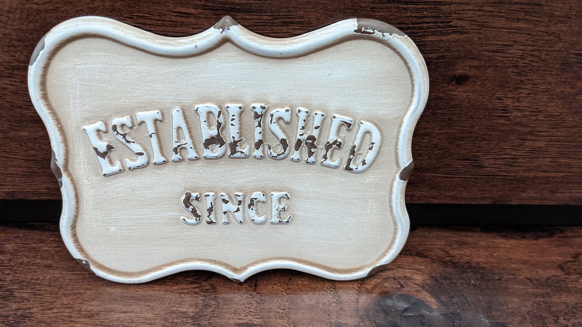 Metal Established Since Sign With Magnet, Rustic, Vintage, Man Cave ...