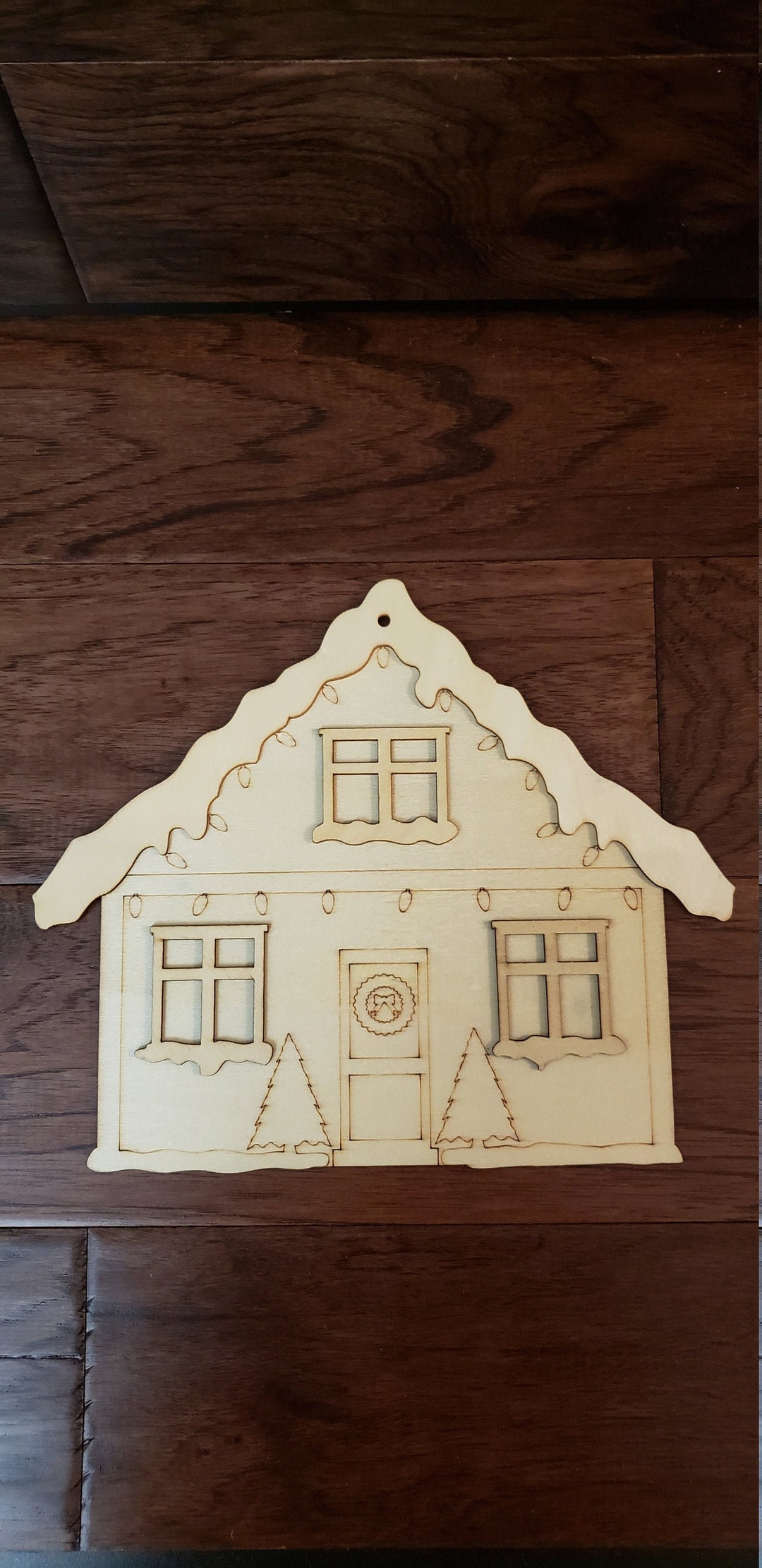 Pack Wood Christmas House Cut Out Unfished Wood Raised 3D Craft DIY ...