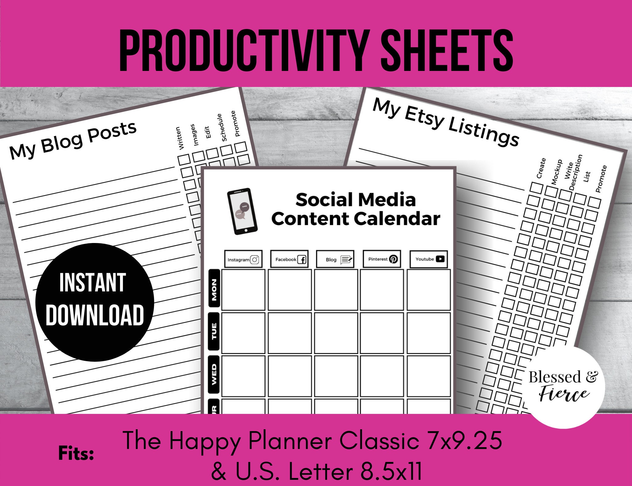 Social Media Content Calendar Etsy Listing Planner Blog Post - Etsy