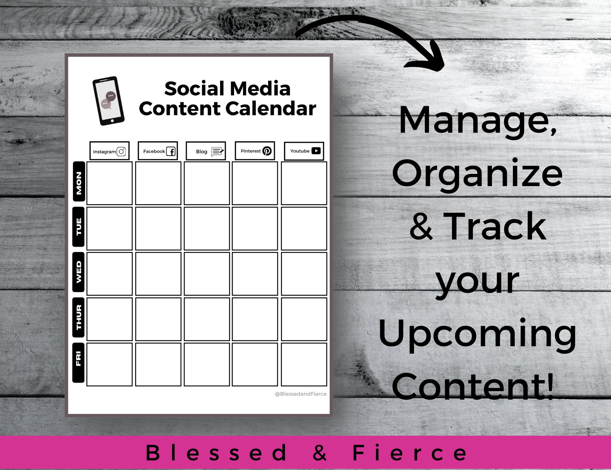 Social Media Content Calendar Etsy Listing Planner Blog Post - Etsy