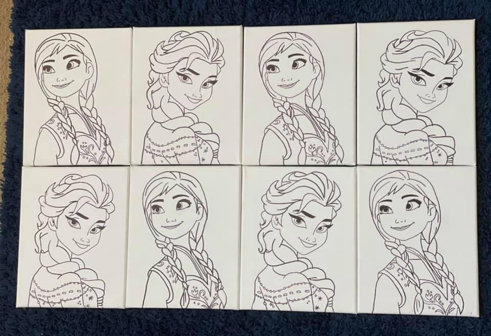 Princess predrawn canvas for girls pre drawn DIY canvas kit | Etsy