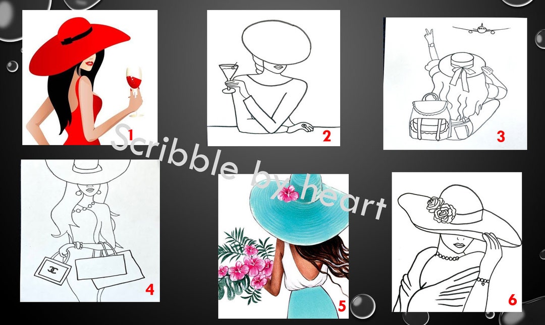 Girls Paint Night Pre Drawn Canvas | Girls Party | Girl in Hat | Queen ...