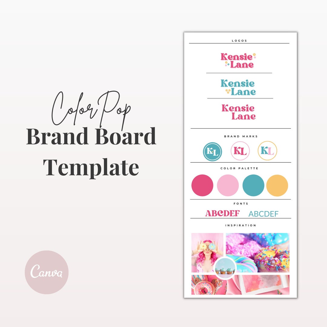 Colorful Brand Board Template, Brand Guide Template, Canva Templates ...