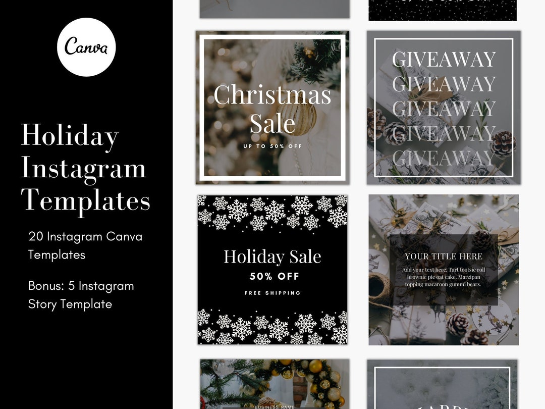 Christmas Instagram Canva Template Bundle, Black Friday Instagram ...