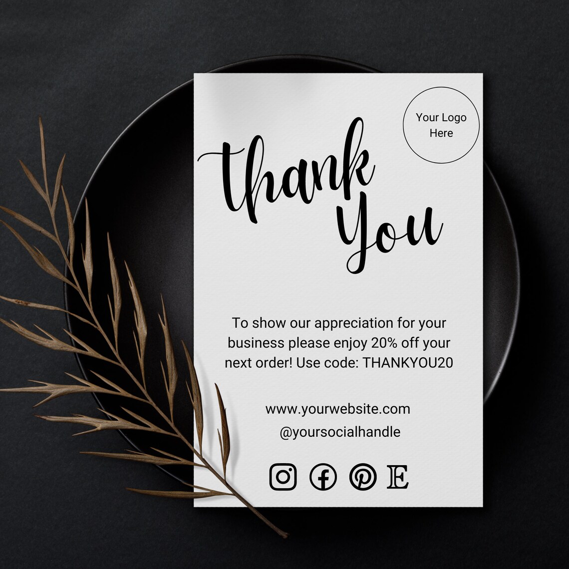 Thank You Card Template Minimalist Design, Editable Instant Download ...