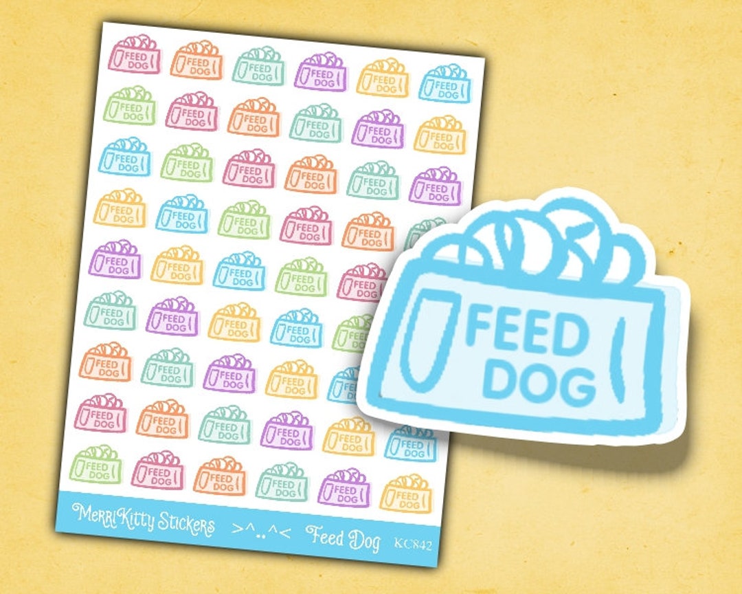 Feed Dog Stickers KC842 Dog Bowl Stickers Multi-coloured Feed Dog ...