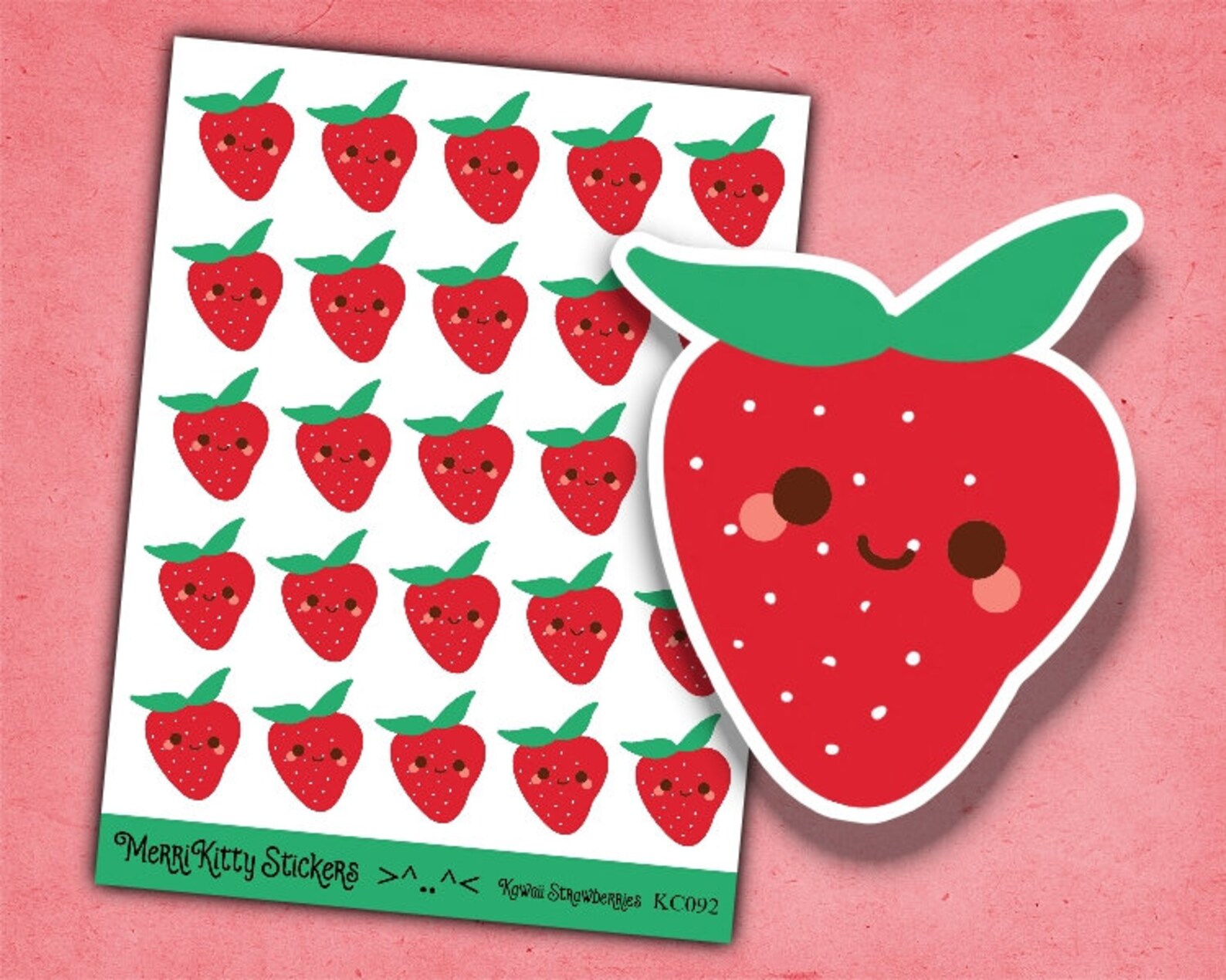 Kawaii Strawberry Stickers KC092 Cute Strawberries | Etsy