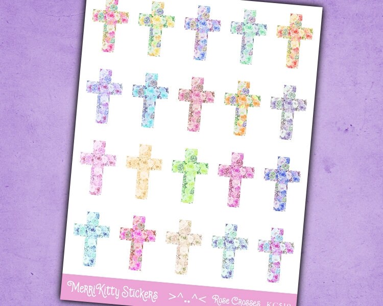 Watercolour Crosses Stickers KC519 Floral Cross Stickers - Etsy