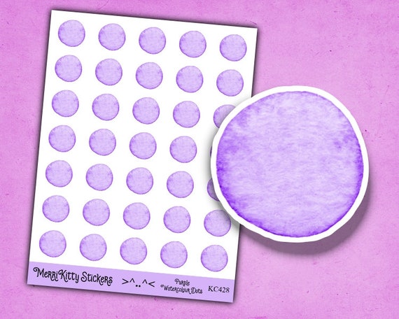 Watercolour Purple Dot Stickers KC428 Plain Dot Stickers | Etsy