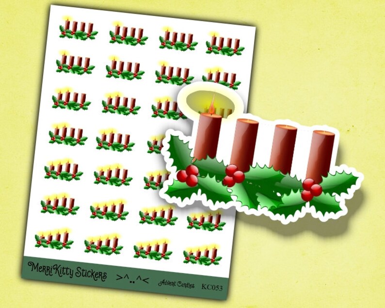 Advent Candle Stickers KC053 Christmas Stickers Christmas Sticker Sheet ...