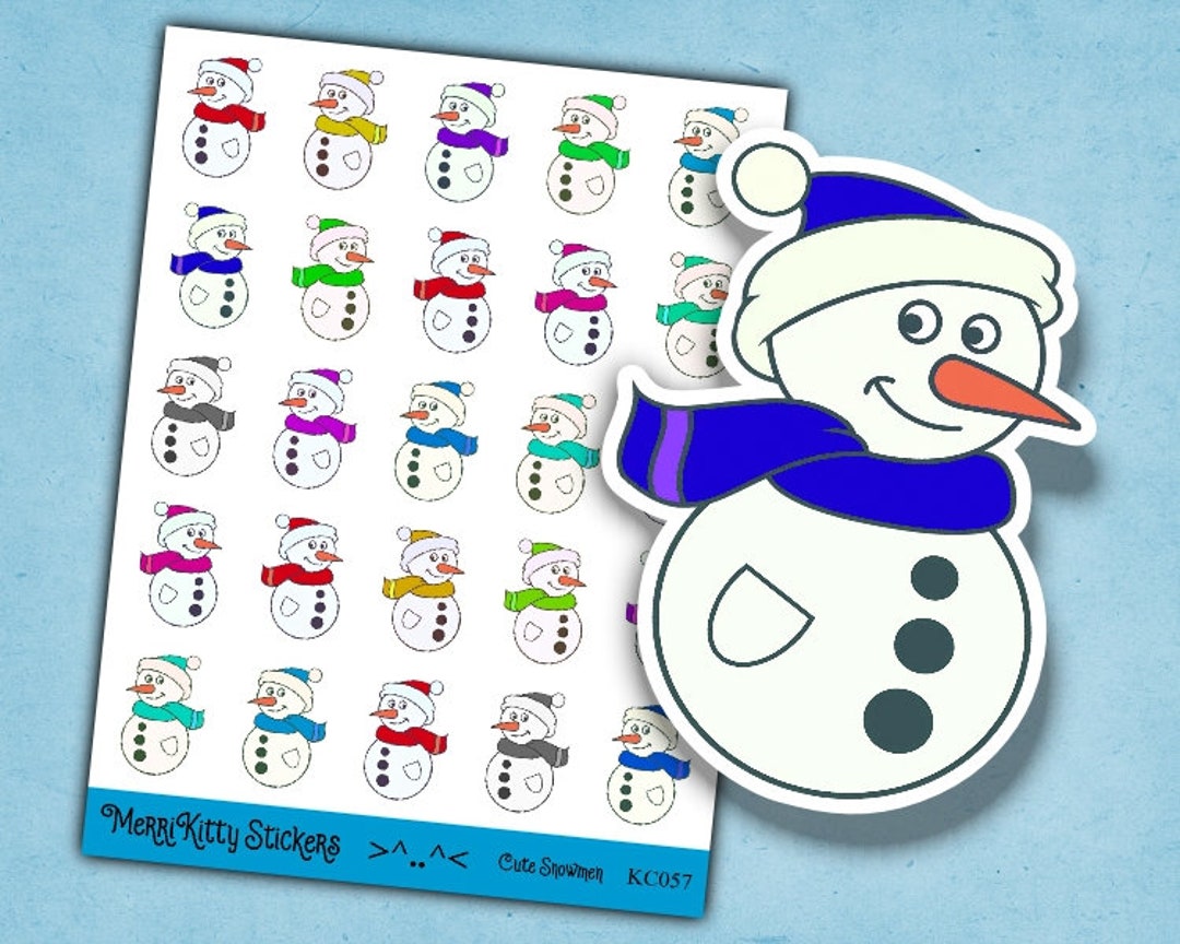 Rainbow Cute Snowmen Stickers Cute Xmas Stickers KC057 - Etsy